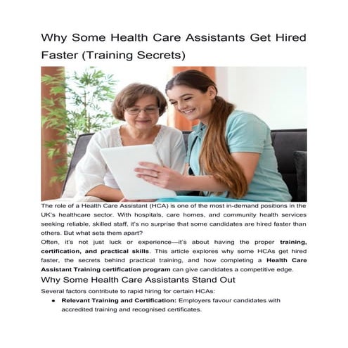 Why Some Health Care Assistants Get Hired Faster (Training Secrets) | DOCX