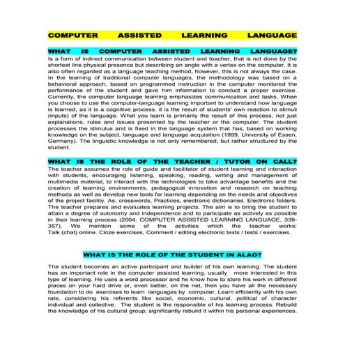 Computer assisted language learning | PPTX