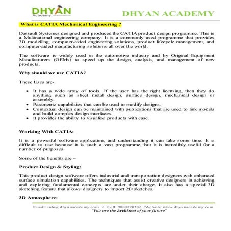 What is catia mechanical engineering | DOCX