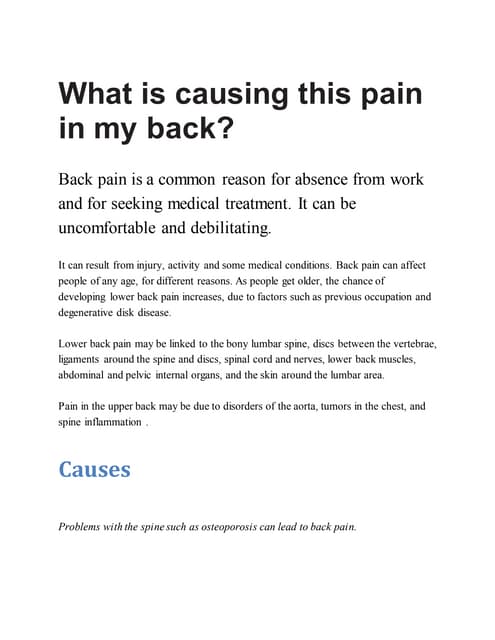 Mechanical low back pain | PPT