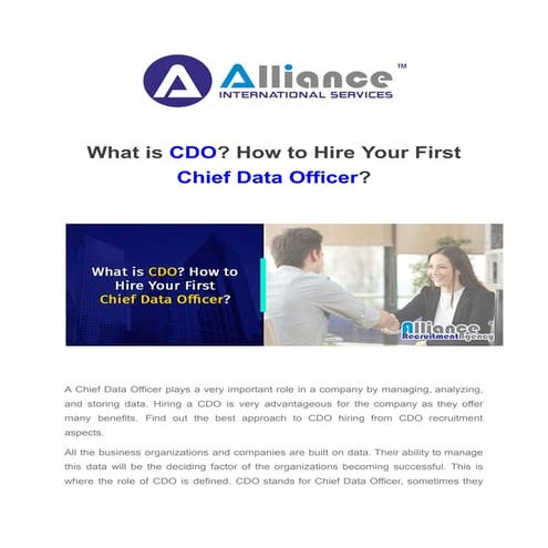What is CDO? How to Hire Your First Chief Data Officer? | PDF
