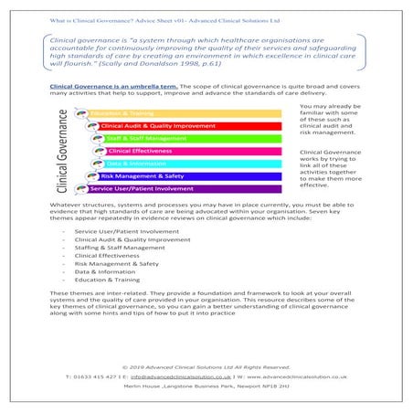 What is clinical governance | PDF