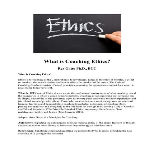 What is Coaching Ethics | PDF