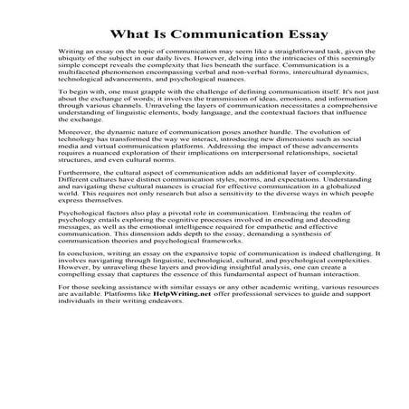 What Is Communication Essay | PDF | Business | Business and Finance