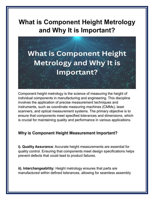 What Is Metrology Importance Types Tools And Applications Pdf
