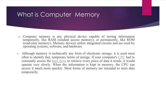 Computer Memory | PPT