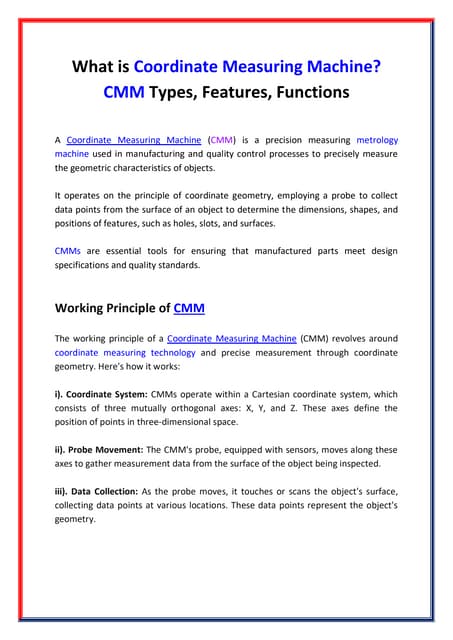 COORDINATE MEASURING MACHINE | PPT