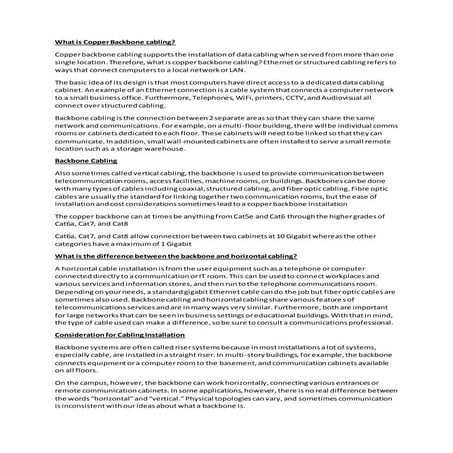 What is copper backbone cabling | DOCX