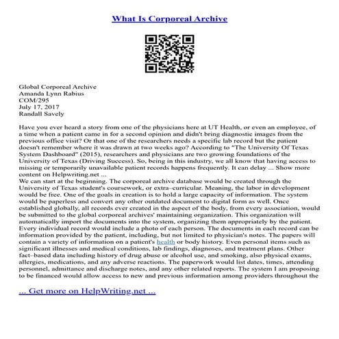 What Is Corporeal Archive | PDF