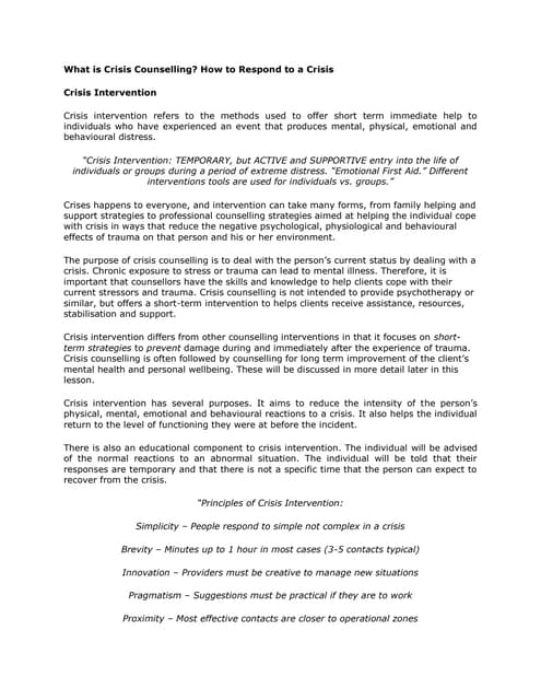 Crisis counseling | PPT