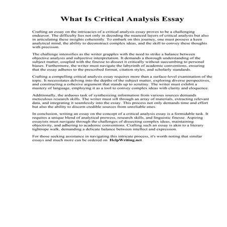What Is Critical Analysis Essay. South Georgia Technical College | PDF