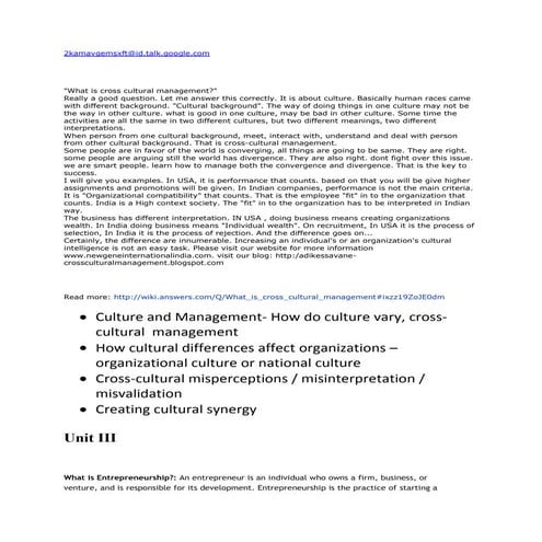 What is cross cultural management | DOCX