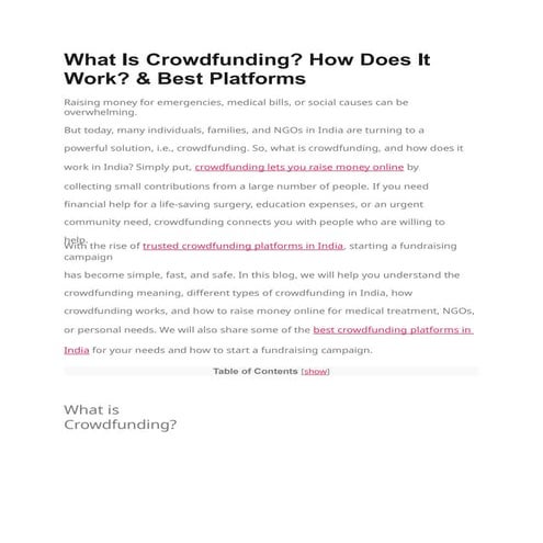 What Is Crowdfunding? How Does It Work? & Best Platforms | PPTX