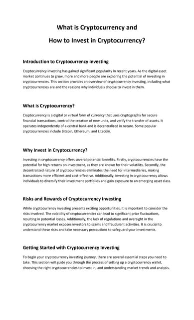 Cryptocurrency Guide Guide for Beginners | PDF | Stocks and Bonds | Personal Investing