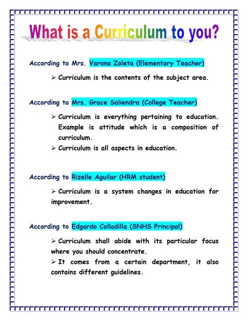 The roles of stakeholders in curriculum implementation | PPTX