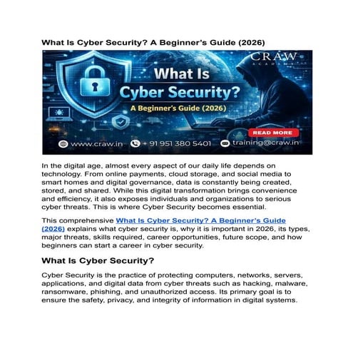 What Is Cyber Security? A Beginner’s Guide (2026) | PDF
