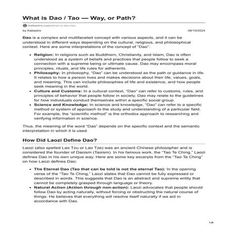 What is Dao - Tao Way or Path: the absolute principle underlying the ...