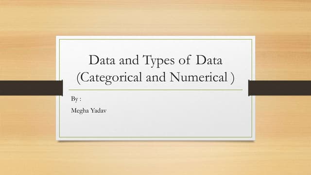 Categorical and Numerical Variables | PPTX
