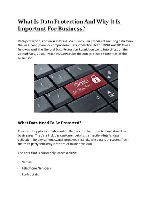 Importance of Data Security for Business | PDF