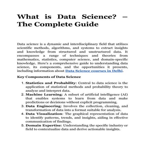 What is Data Science.pdf Data Science courses in Delhi. | PDF