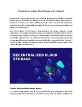 The Future Of Decentralized Storage | PPTX | Data Storage and Warehousing | Computing