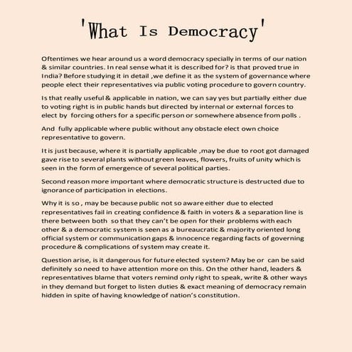 What Is Democracy?........ | PDF