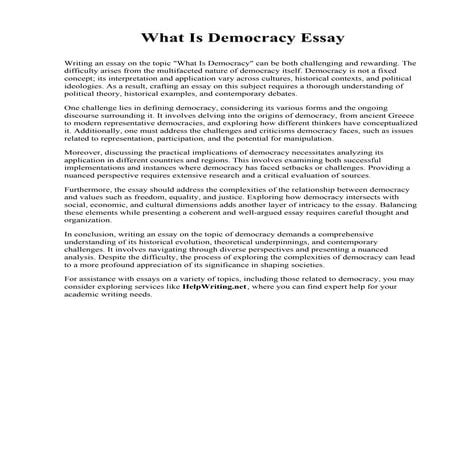 What Is Democracy Essay | PDF