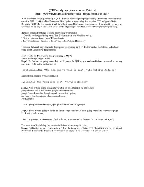 Qtp Descriptive Programming Tutorial 4535