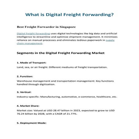 What is Digital Freight Forwarding in UAE? | PDF