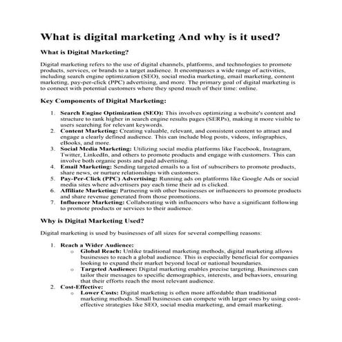 What is digital marketing And why is it used? | PDF