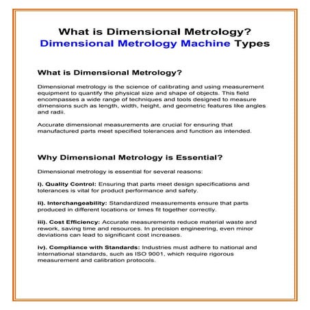 What is Dimensional Metrology? Dimensional Metrology Machine Types.pdf