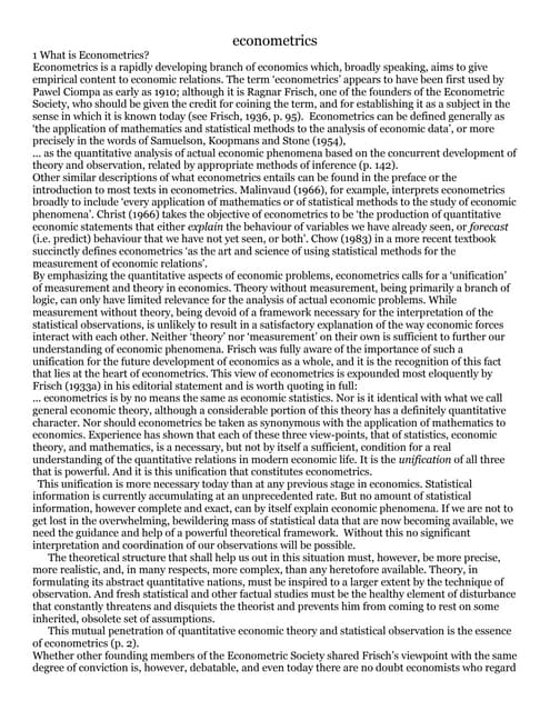 Econometrics and economic data | PDF