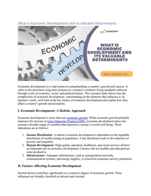 Determinants of economic development | PPTX | Economy | Business and ...