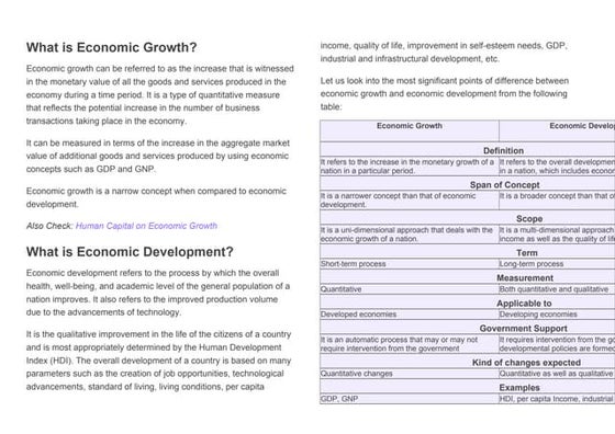 Economic growth and development | PPT