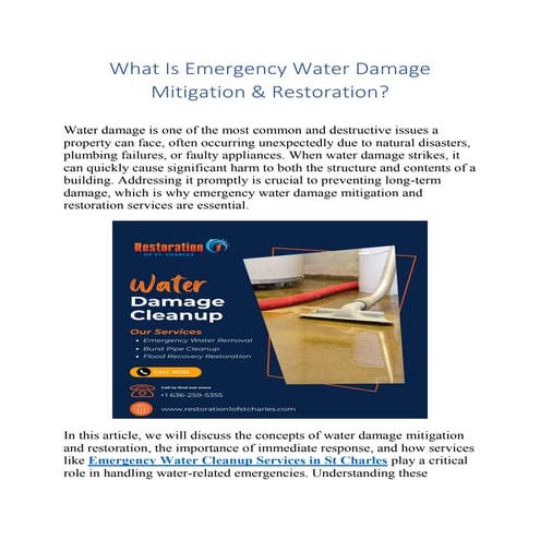 What Is Emergency Water Damage Mitigation & Restoration? | PDF