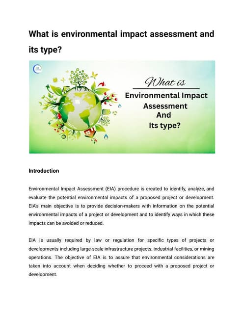 Principles of environmental impact assessment | PPT