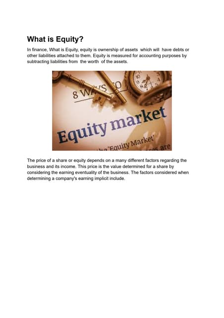 Equity Value Presentation Definition and Intro | PDF