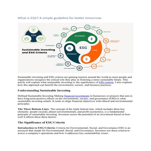 What is ESG.pdf | Green Solutions | Business