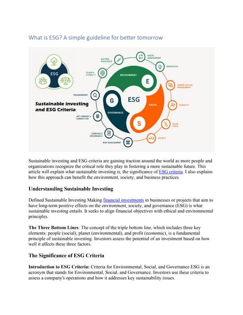 ESG Explained - Introduction | PDF