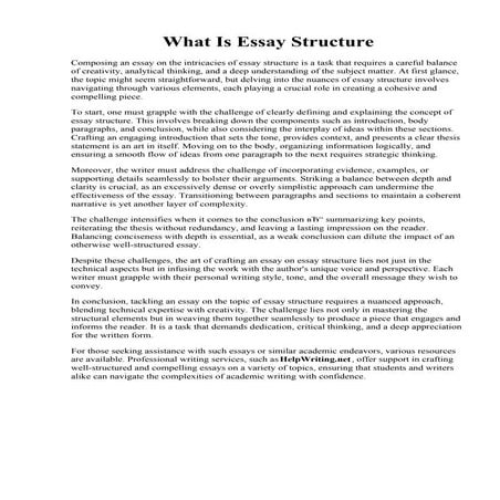 What Is Essay Structure. Essay Structure | PDF