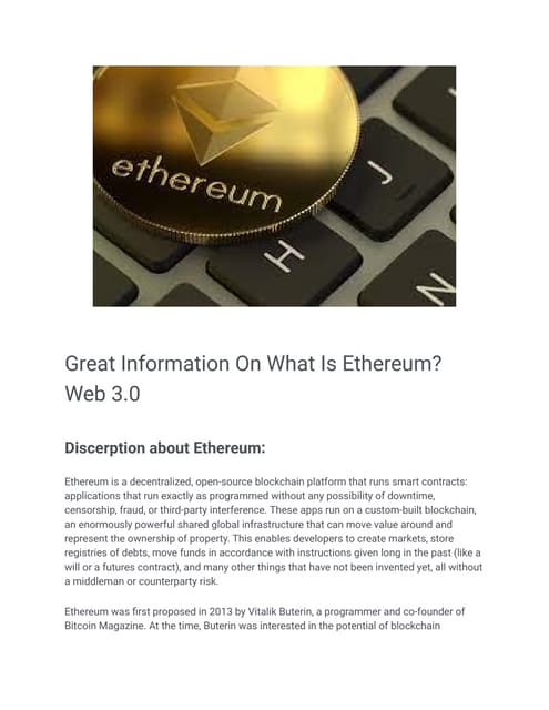 Ethereum Presentation - Miller | PPT