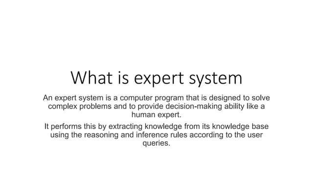 Expert System in Artificial Intelligence | PPTX | Artificial ...