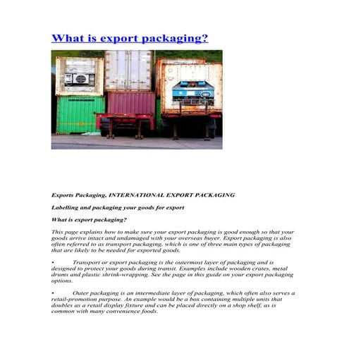What is export packaging ? | DOC
