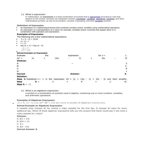 What is expression | DOCX | Programming Languages | Computing