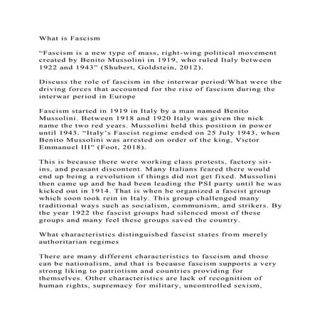 What is FascismFascism is a new type of mass, right-wing politi | PDF