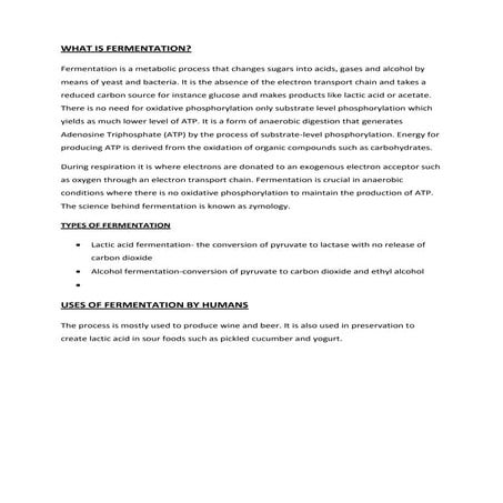 What is fermentation | PDF