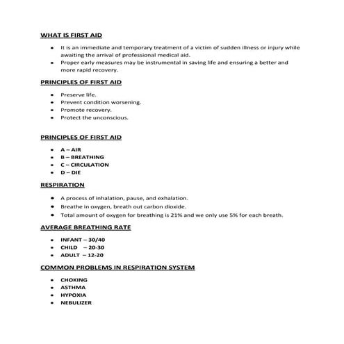 first aid description | DOCX