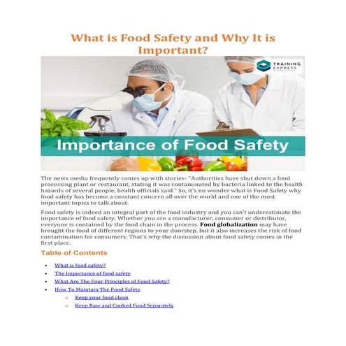 What is food safety and why it is important | PDF