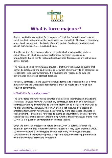 Force Majeure Clause in Contracts | PPT