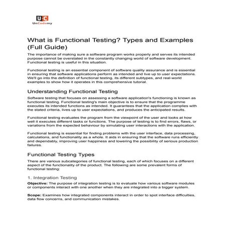 What Is Functional Testing Types And Examples Pdf